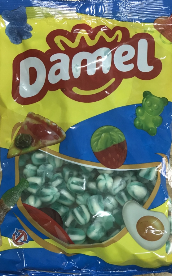 GOMAS -Tão Bom! - Beijos Twist Damel Azuis e Brancos 1 Kg - Brilho - Gomas