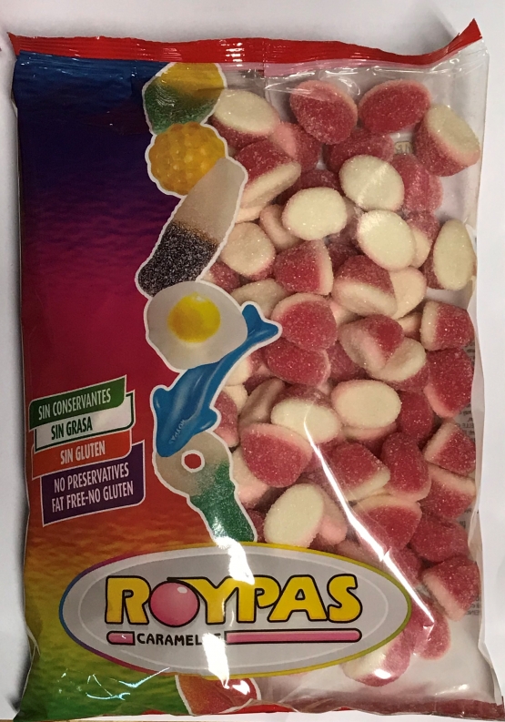 GOMAS -Tão Bom! - Beijos Nata Morango 1 Kg - Com açúcar/pica - Gomas
